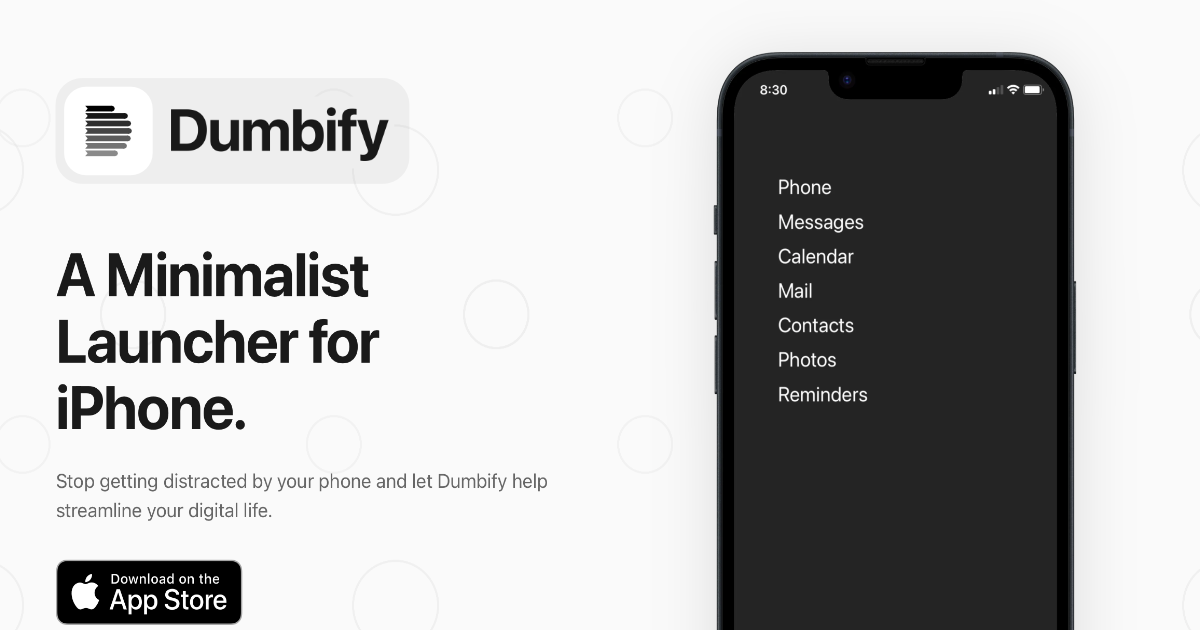 Dumbify - A minimalist launcher for iPhone